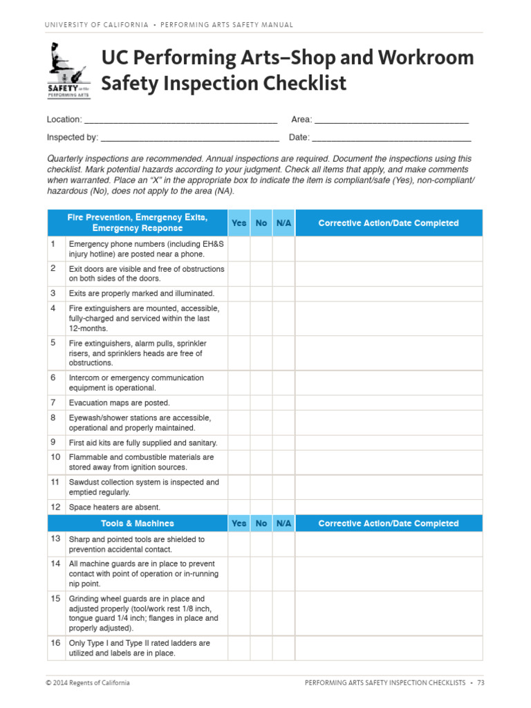 shop-checklist | PDF | Personal Protective Equipment | Stairs