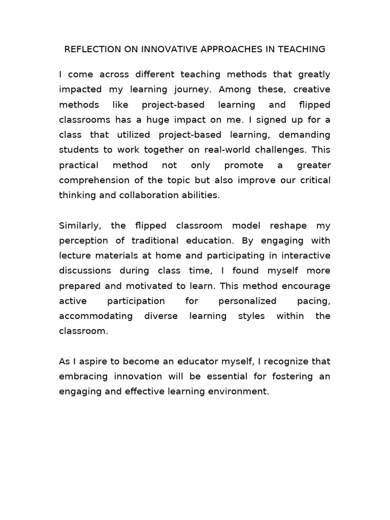 Innovative Teaching Methods Reflections | PDF