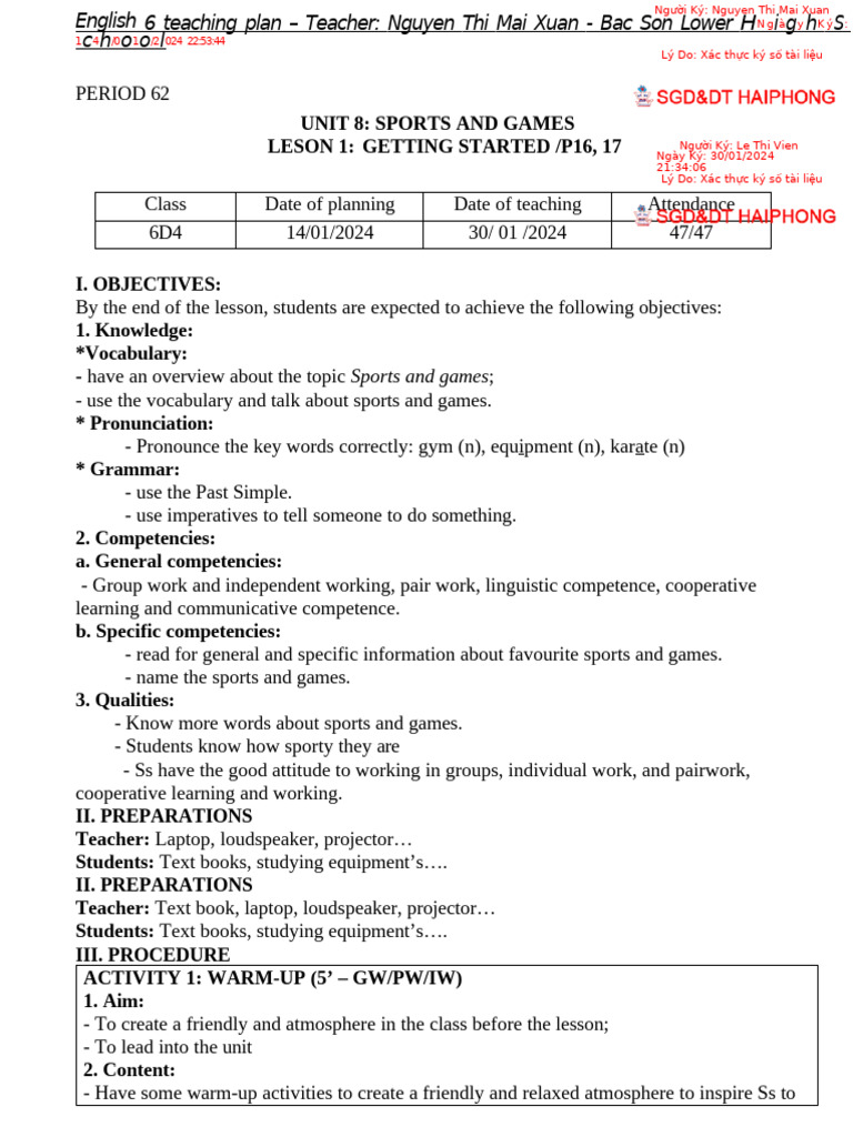 Unit 8_ Sports and Games__ | PDF | Vocabulary | English Language