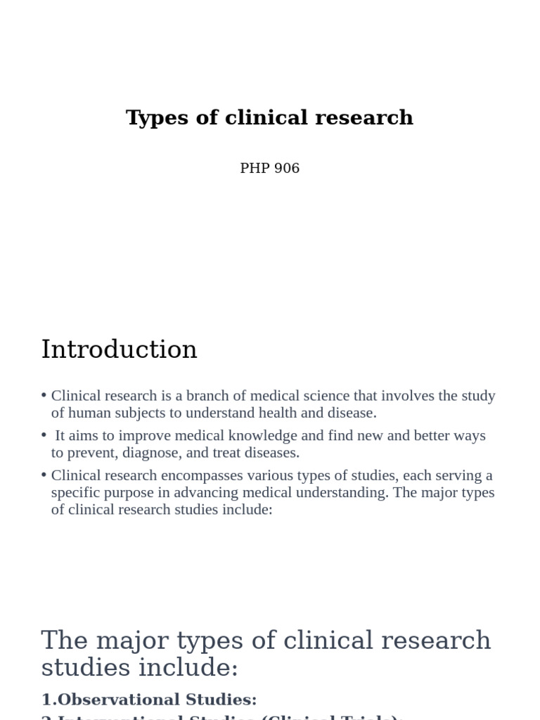 Types of Clinical Research | PDF | Cohort Study | Clinical Trial