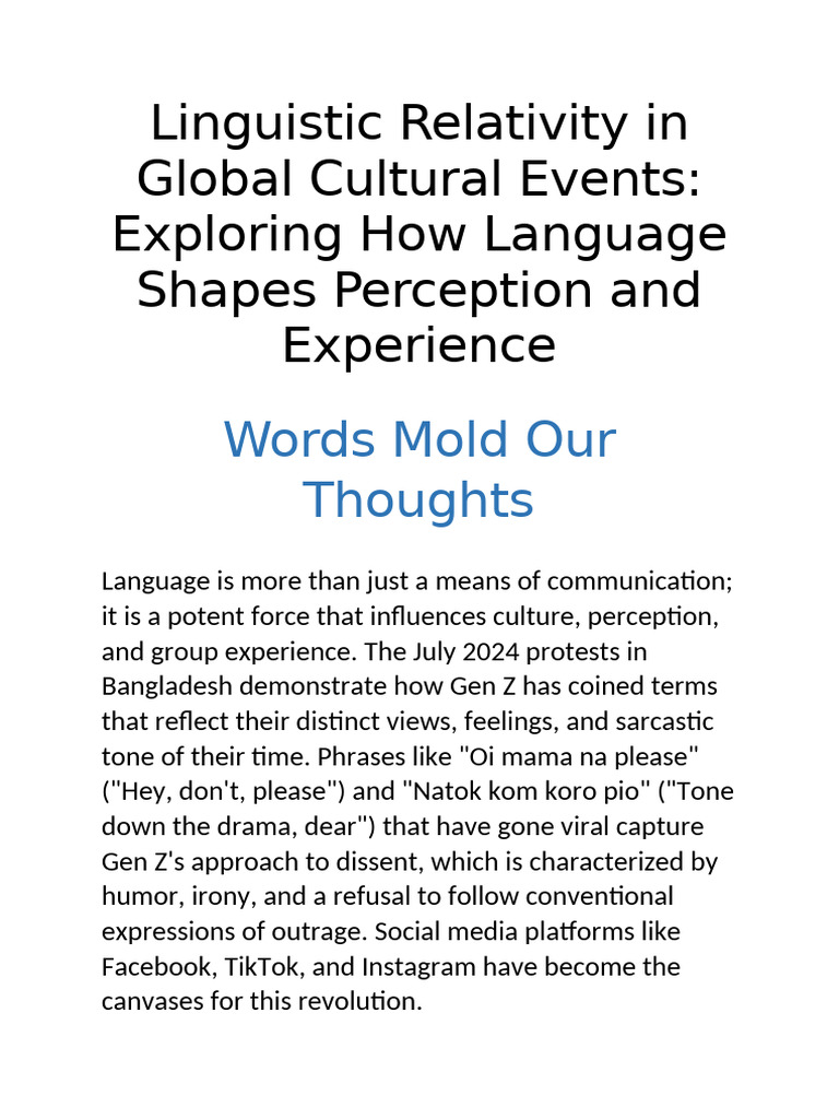 Linguistic Relativity in Global Cultural Events | PDF | Linguistics