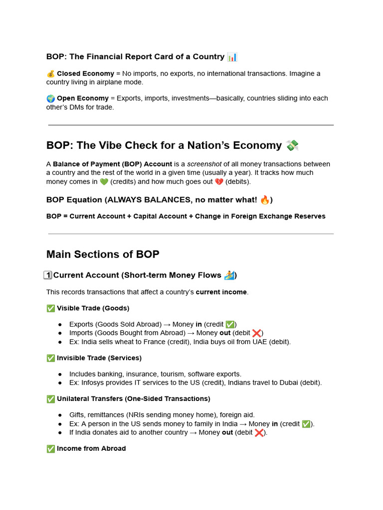 BOP - The Financial Report Card of A Country ? | PDF | Capital Account ...