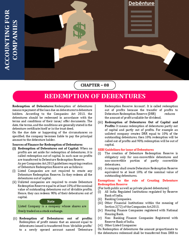 Redemption of Debenture Class 12 Account | PDF | Debenture | Dividend