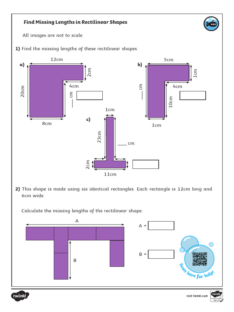 Find Missing Lengths in Shapes | PDF | Geometry | Elementary Geometry