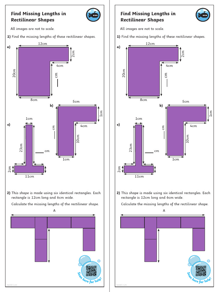Find Missing Lengths in Rectilinear Shapes - Vertical Format | PDF ...