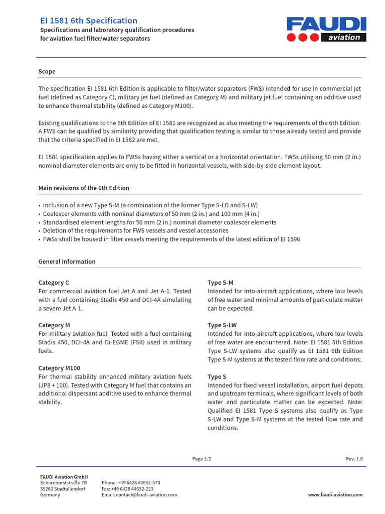EI 1581 6th Edition Aviation Fuel Filter Water Separators | PDF | Jet Fuel