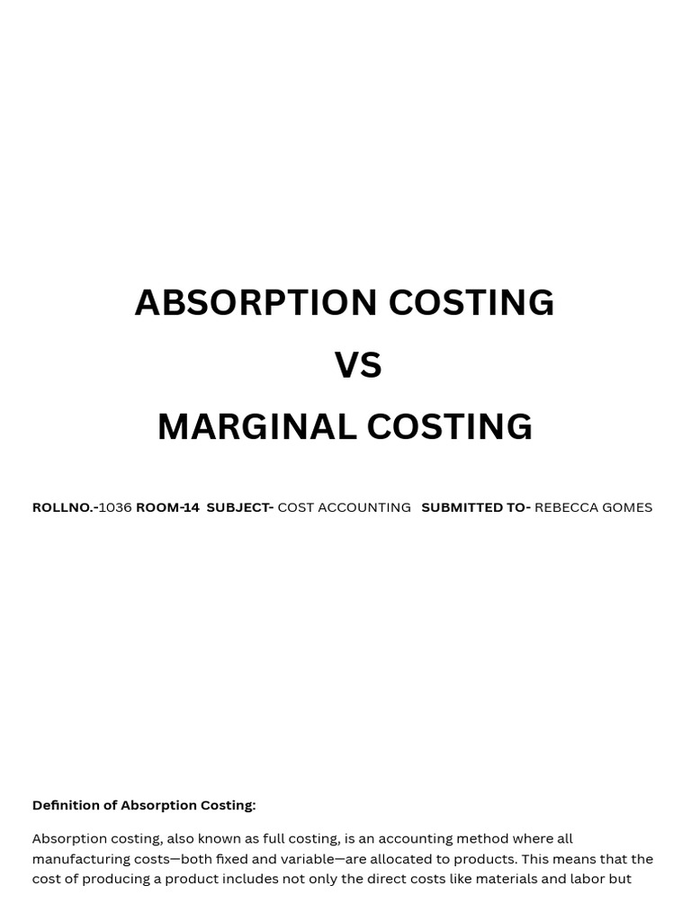 Absorption Costing | PDF