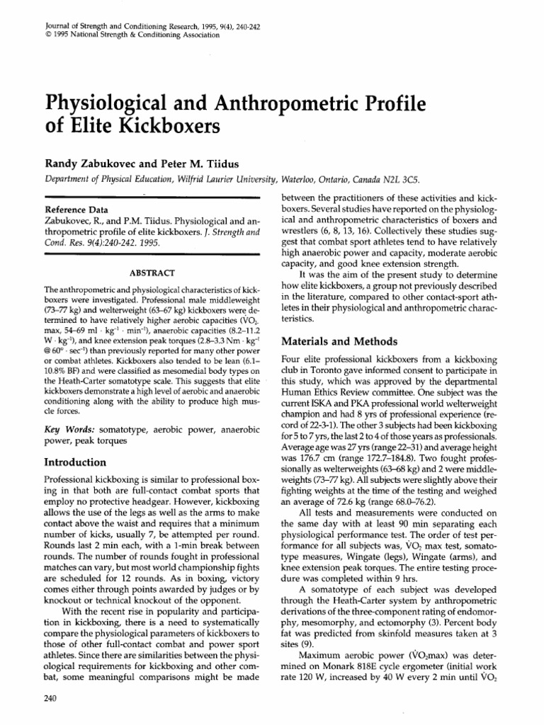 Physiological and Anthropometric Profile of Elite.7 | PDF