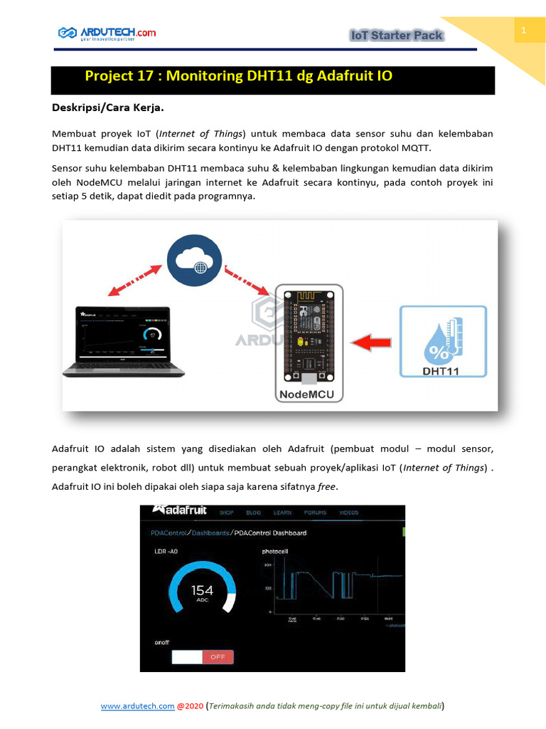Monitoring DHT11 DG Adafruit IO | PDF