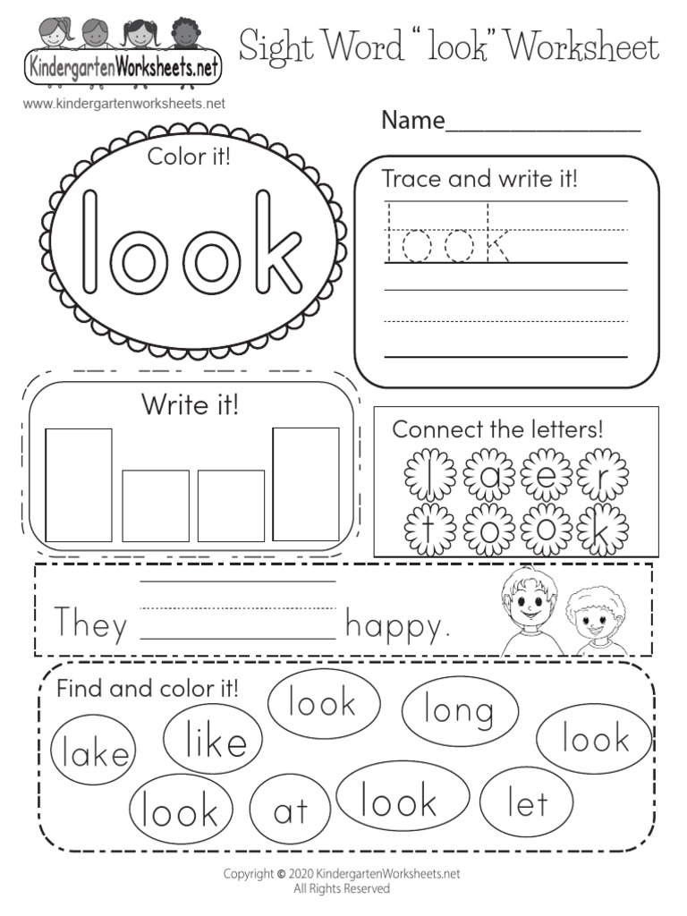 Kindergarten Sight Words Worksheet | PDF
