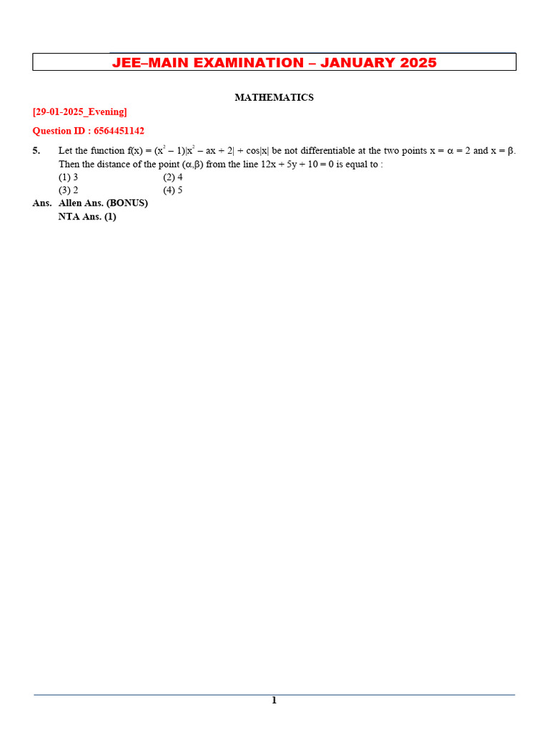 Mathematics Question Variations January 2025 | PDF