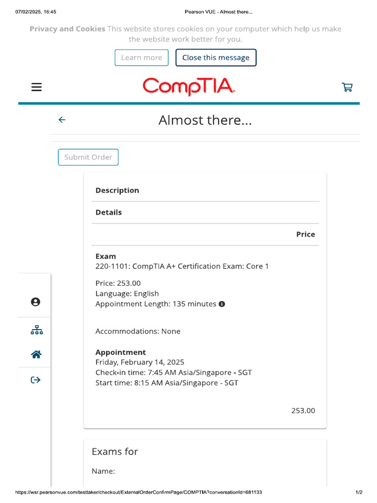 Comptia a+ 1101 Voucher Receipt | PDF