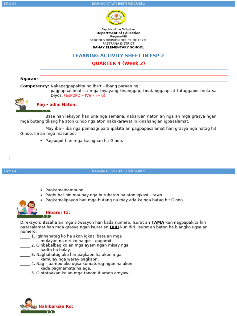 Las Esp Quarter 4 Week 1 | PDF