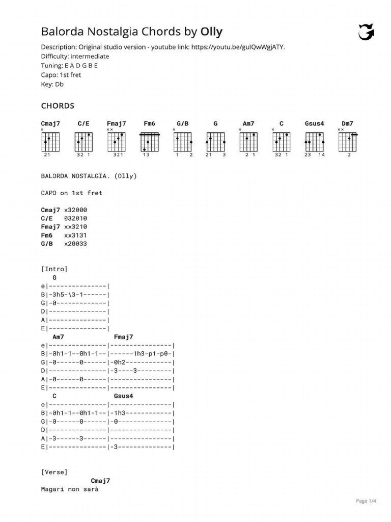 Balorda Nostalgia Chords (1) | PDF