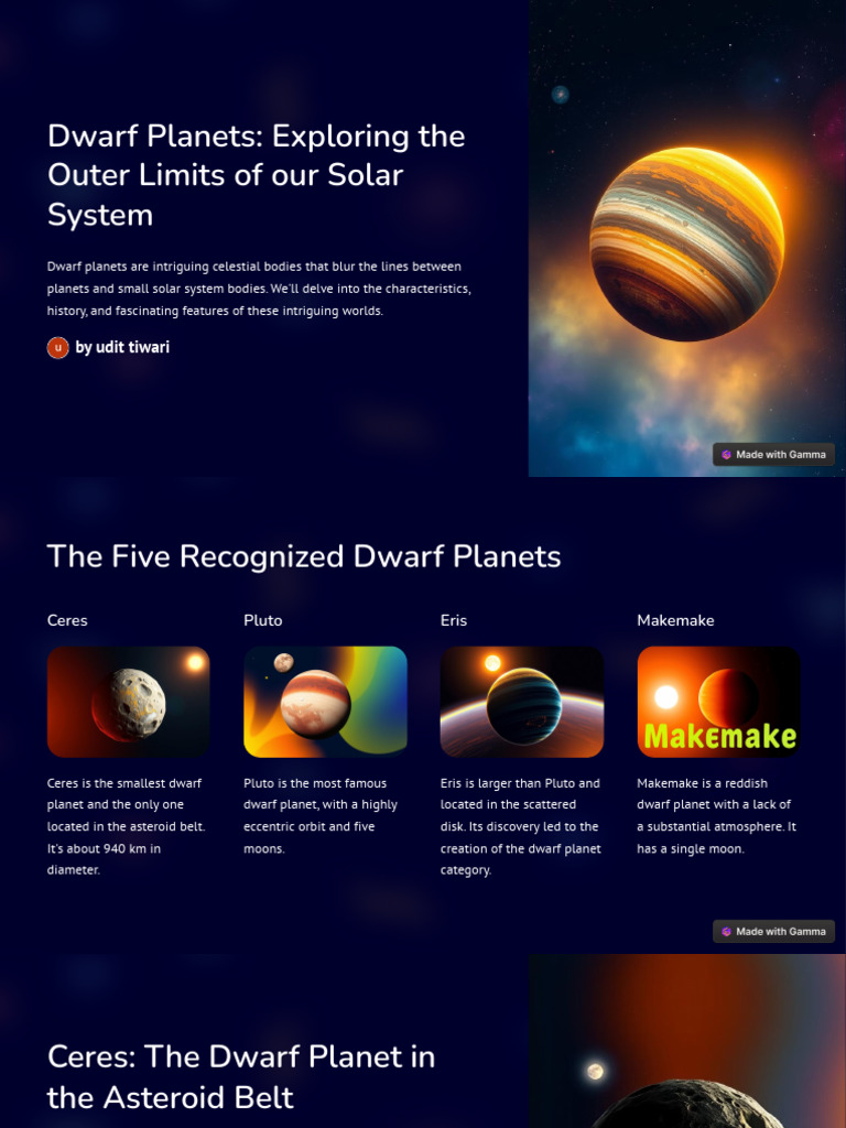 Dwarf Planets Exploring The Outer Limits of Our Solar System | PDF | Planets | Pluto