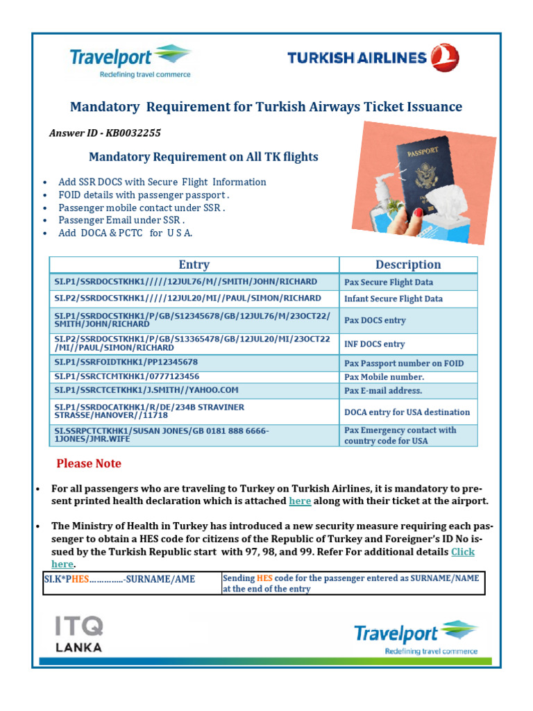 Turkish Airlines Health Declaration Guide | PDF