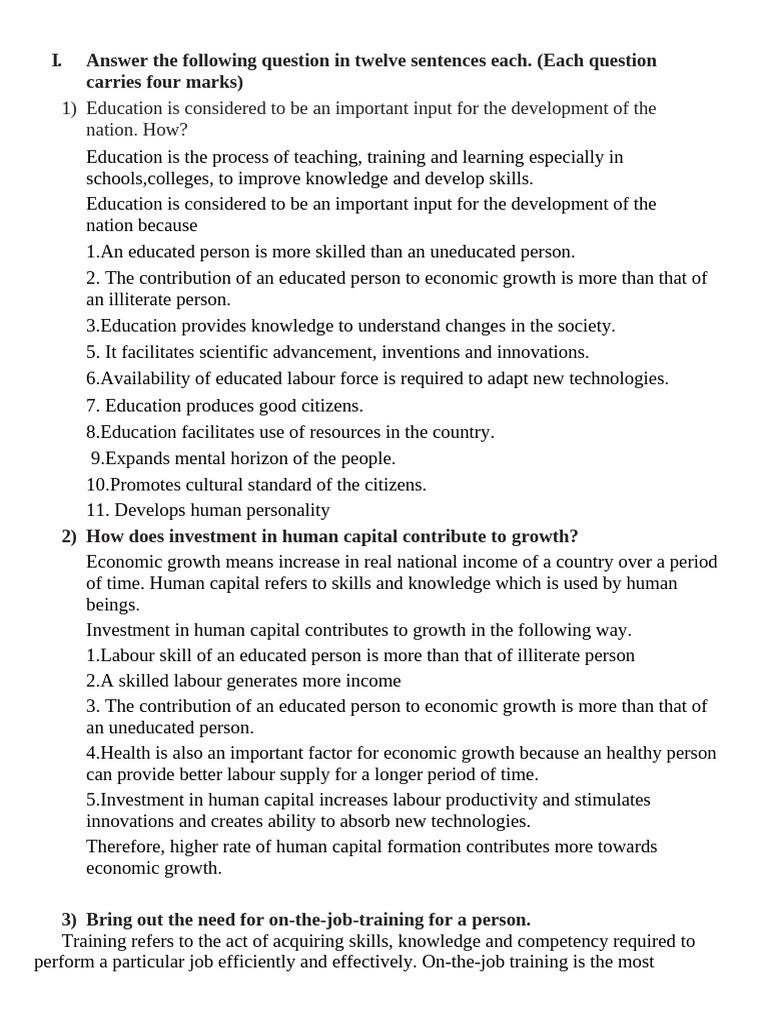 Importance of Education and Human Capital | PDF | Human Capital ...