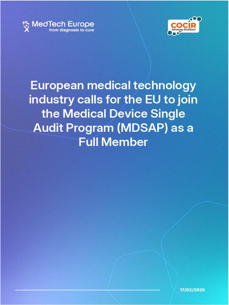 EU's Call for MDSAP Full Membership | PDF | Medical Device | Audit