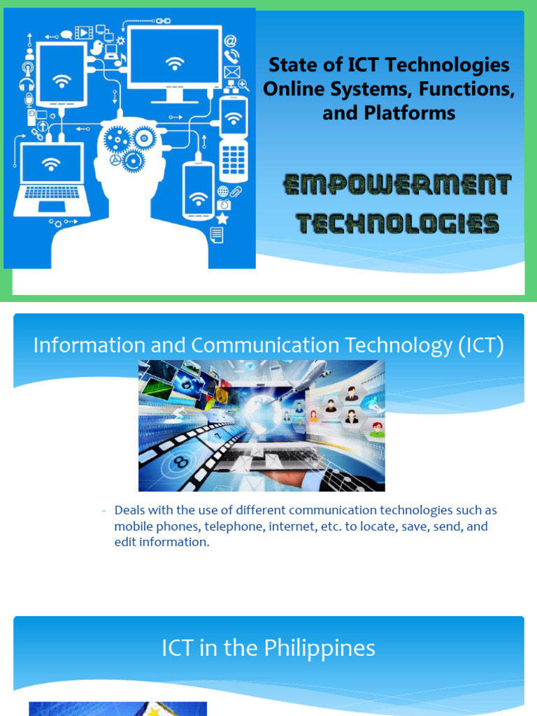 Lesson 1 State of ICT in The Philippines, Online Systems, Functions and ...