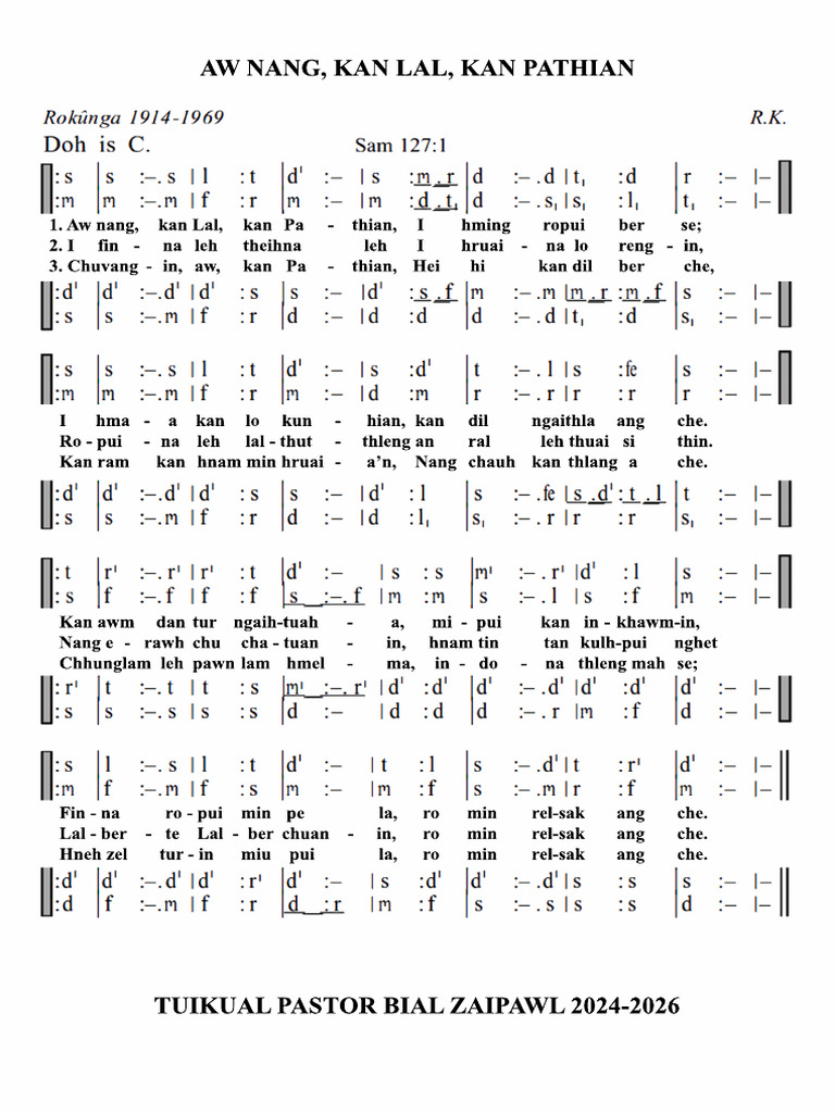 Aw Nang Kan Lal Kan Pathian | PDF