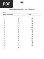 Science 8 Exam 3rd Quarter | PDF | Matter | Chemical Elements