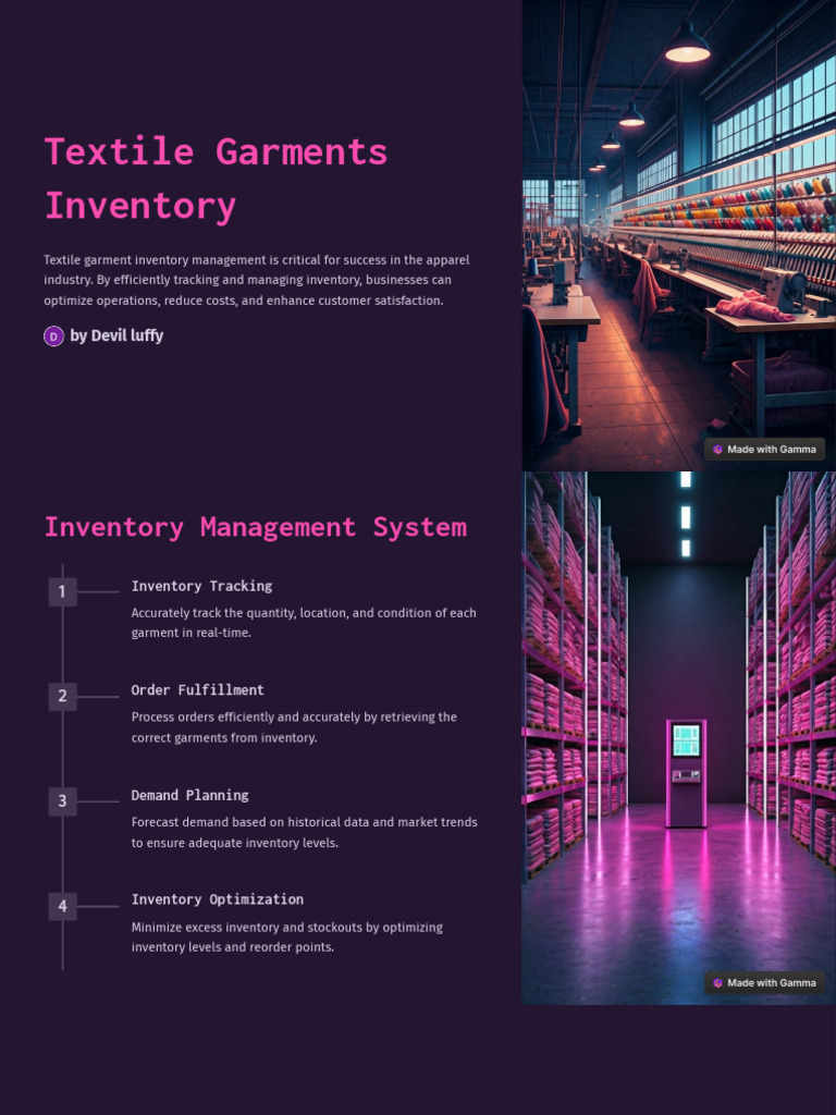 Textile Garments Inventory | PDF | Inventory | Forecasting