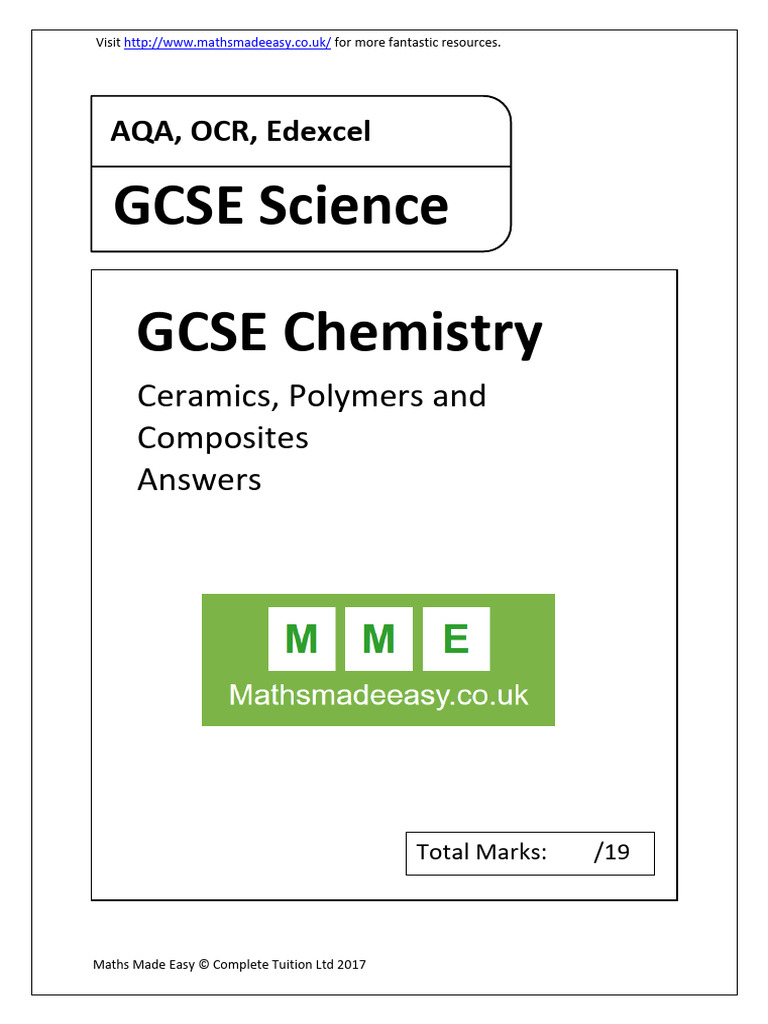 GCSE Chemistry: Ceramics Overview | PDF