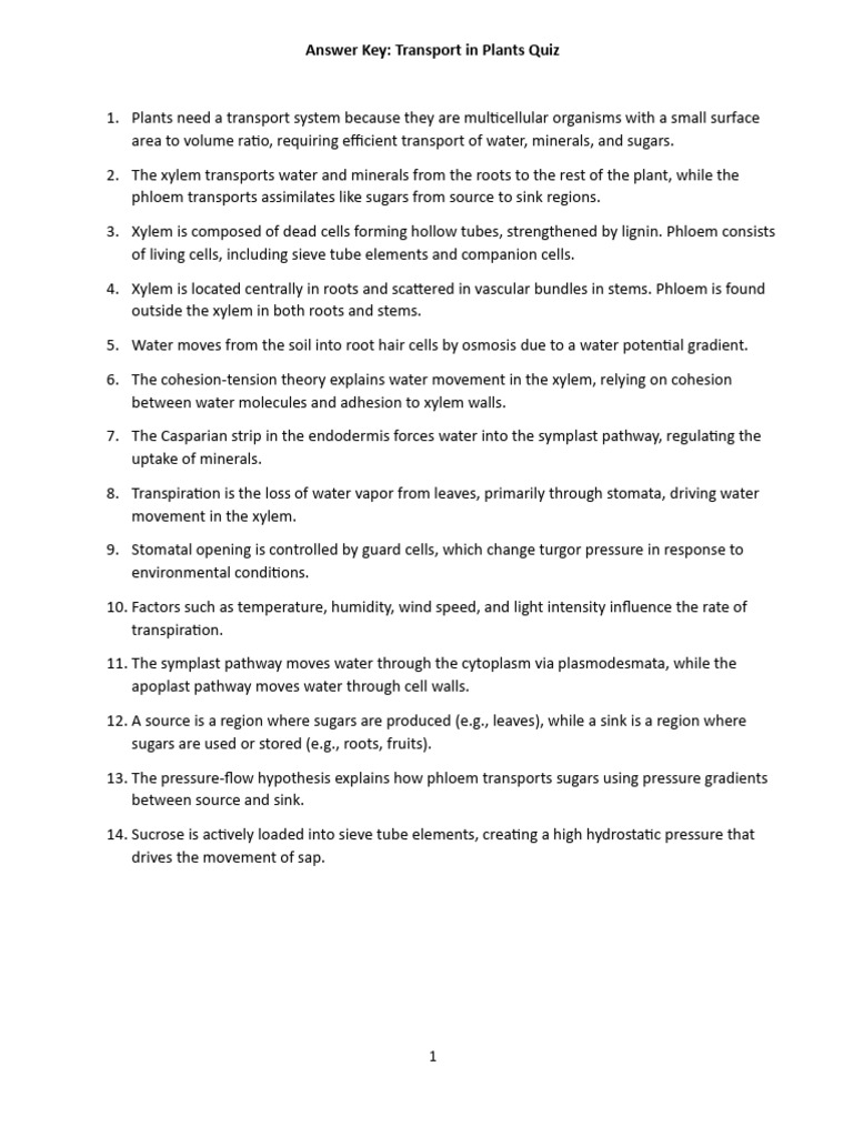 Biology A Level Chapter 7 Answer Key | PDF