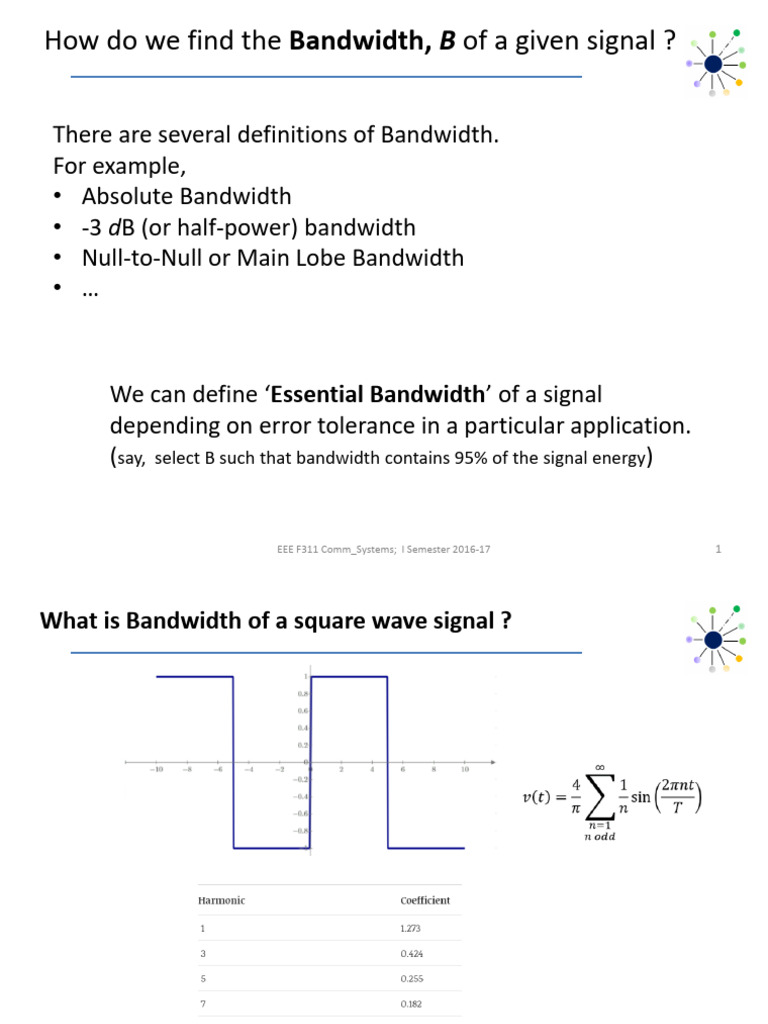 Class 5 - 28082020 | PDF | Bandwidth (Signal Processing) | Waves