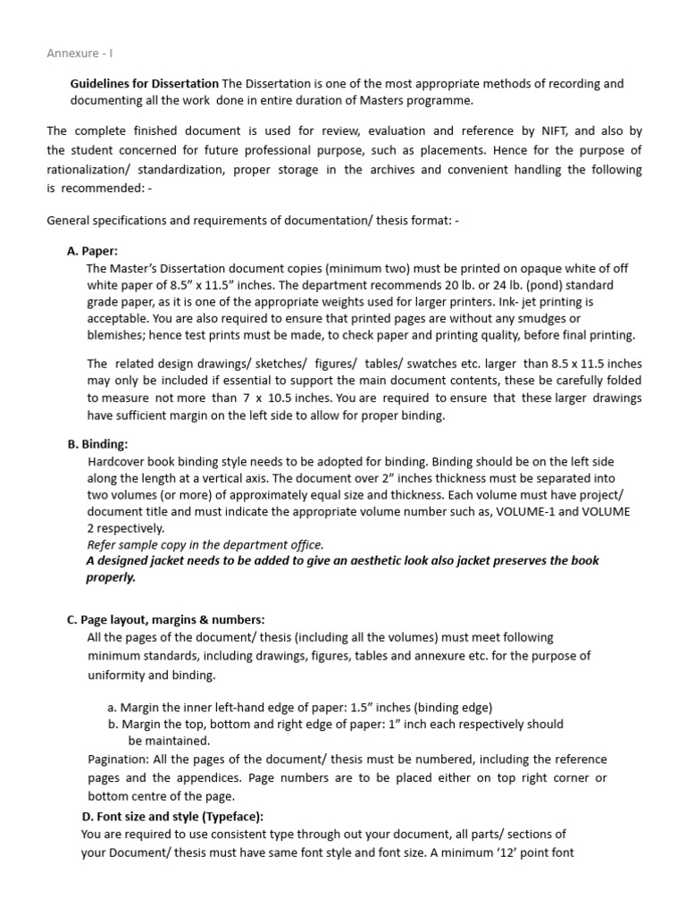 Dissertation Document Guidelines | PDF | Thesis | Typefaces
