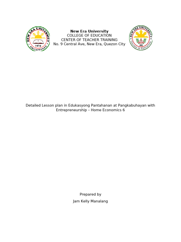 Detailed Lesson Plan in EPP - Home Economics | PDF | Cooking | Food And ...