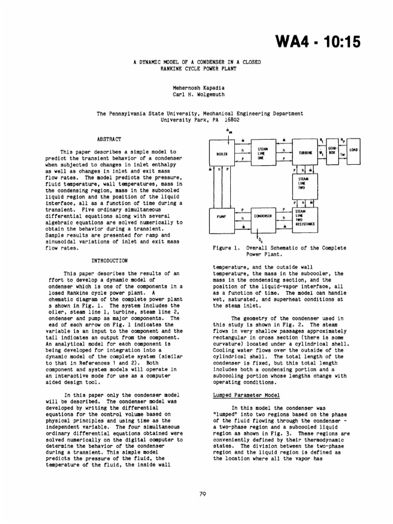 Dynamic Model of Rankine Cycle Condenser | PDF | Heat Transfer | Fluid ...