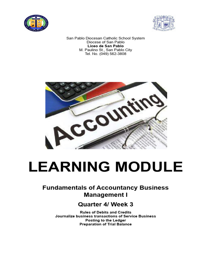 Accounting 1module - QTR 4wk 3 | PDF | Debits And Credits | Money