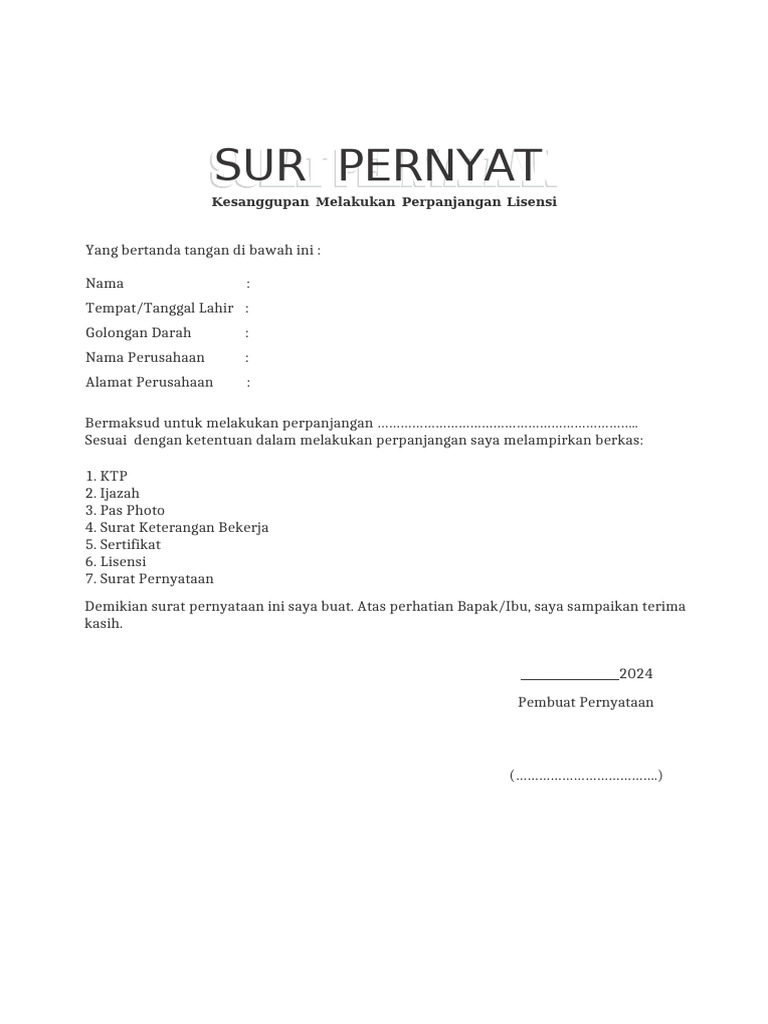 Surat pernyataan perpanjangan | PDF