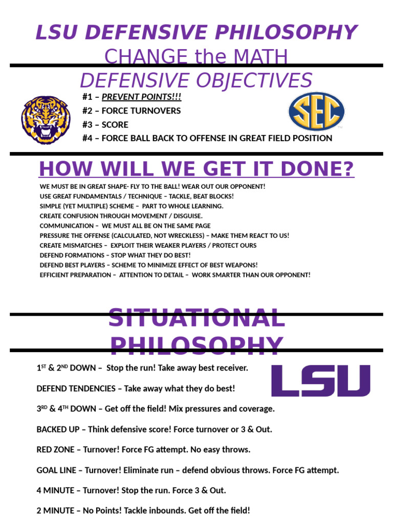 LSU Defensive Strategy Overview | PDF