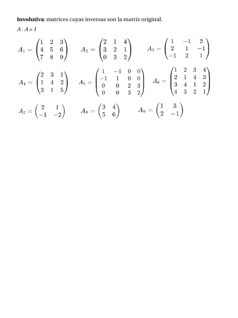Matrices Involutivas y Sistemas Ecuaciones 3x3 | PDF