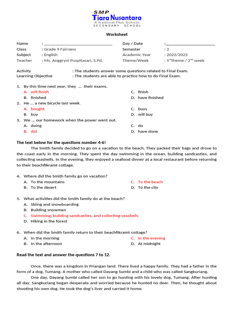 WS English G9 T5 W2 | PDF