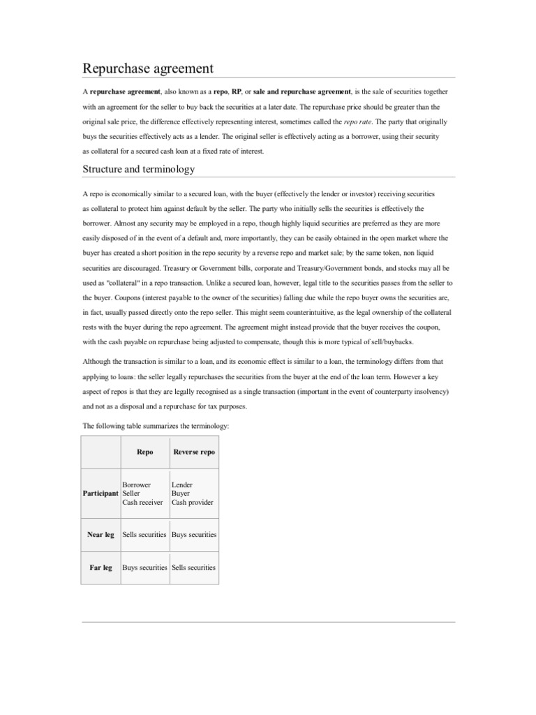 Repurchase Agreement Presentation of Kds | Repurchase Agreement | Banking