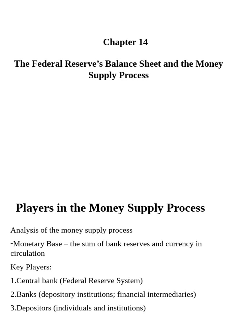 Chapter14 Fed Balance Sheet and Money Supply Process | PDF | Money Supply | Federal Reserve