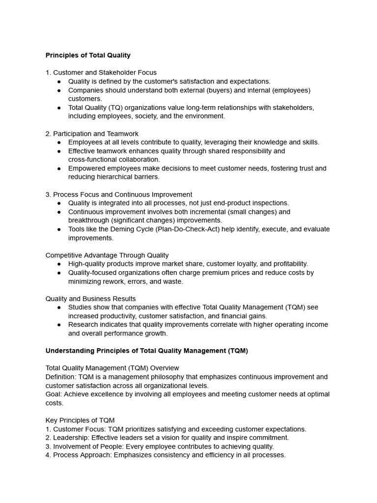 TQM Midterm-Reviewer-First Year First Sem | PDF | Six Sigma | Customer