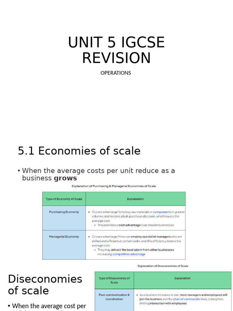 Unit 5 Igcse Operatons Revision | PDF | Lean Manufacturing | Labour ...