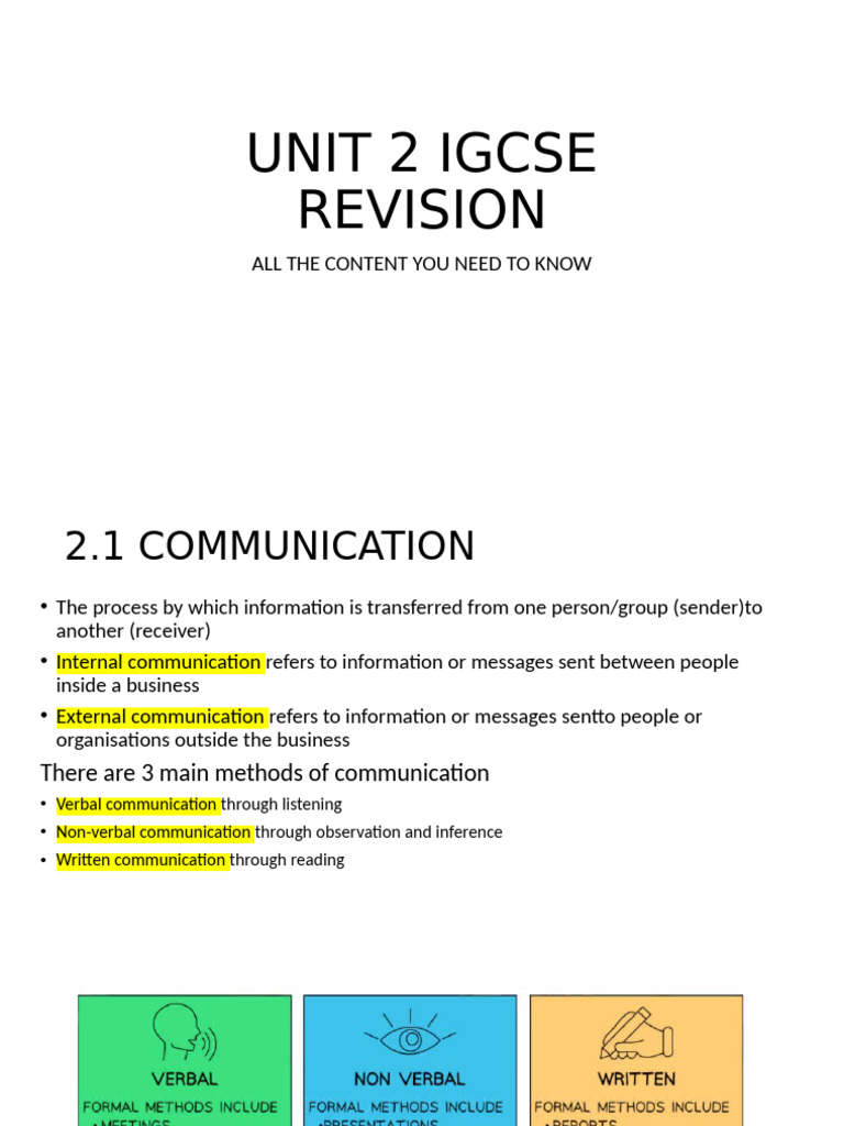 Unit 2 Igcse People in Business Revision 2 | PDF | Employment ...
