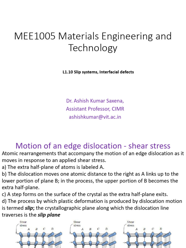 Slip Systems and Interfacial Defects in Crystals | PDF | Dislocation ...