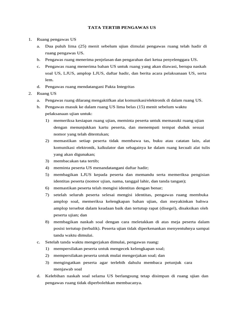 9 TATA TERTIB PENGAWAS US | PDF
