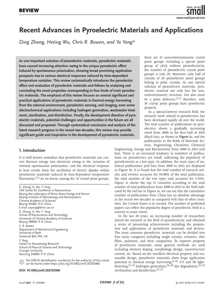 Recent Advances in Pyroelectric Materials and Appl | PDF | Dielectric ...