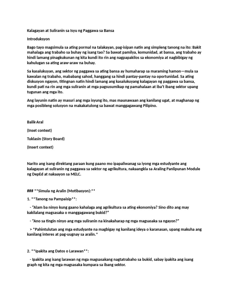 Kalagayan at Suliranin Sa Isyu NG Paggawa Sa Bansa | PDF