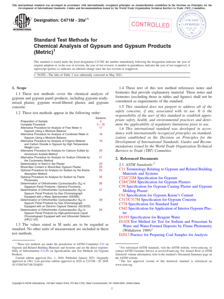 Astm C471-20a | PDF | Filtration | Hydrochloric Acid