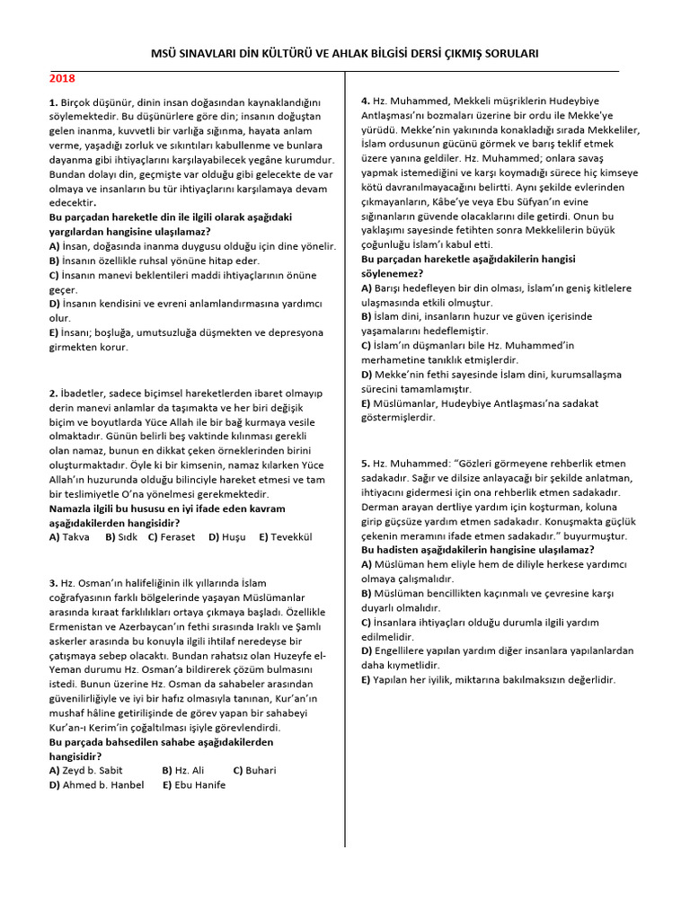Msü Sinavlari Dkab | PDF