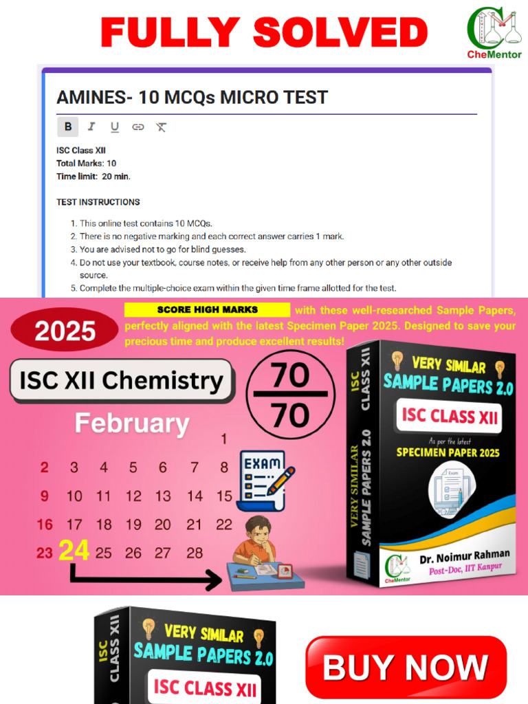 Solved - Amines - 10 Mcqs Micro Test | PDF | Amine | Molecules