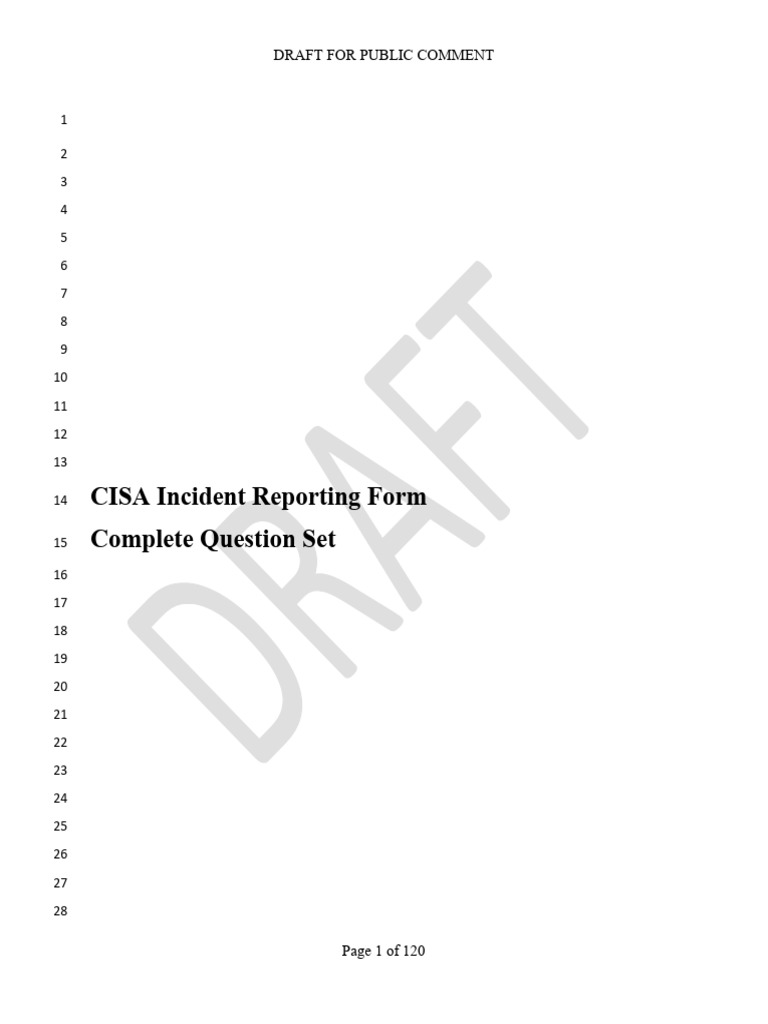 CISA Incident Reporting Form Draft | PDF | Computer Security | Security